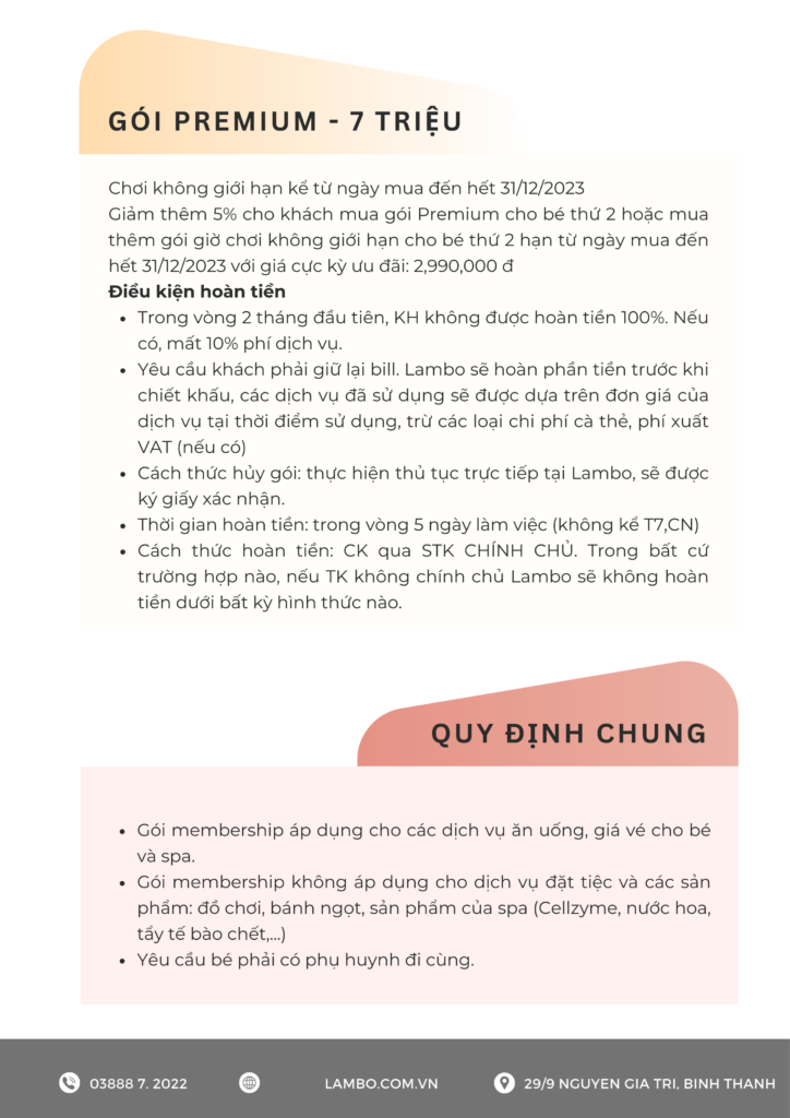 GÓI MEMBERSHIP SIÊU TIẾT KIỆM 2023 - LAMBO KIDS